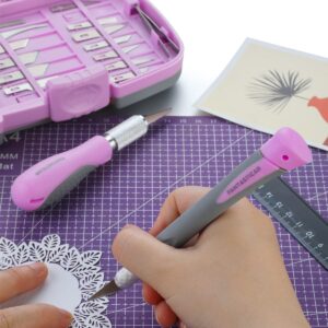 FantastiCAR Craft Knife Precision Cutter Hobby Knife Blades Set (30pcs) for Art Work, Scrapbooking, Stencil, Architecture Modeling, Wood Leather Working (Purple)