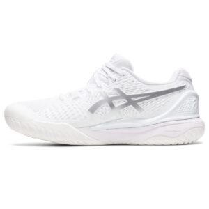 ASICS Women's Gel-Resolution 9 Tennis Shoes, 8.5, White/Pure Silver