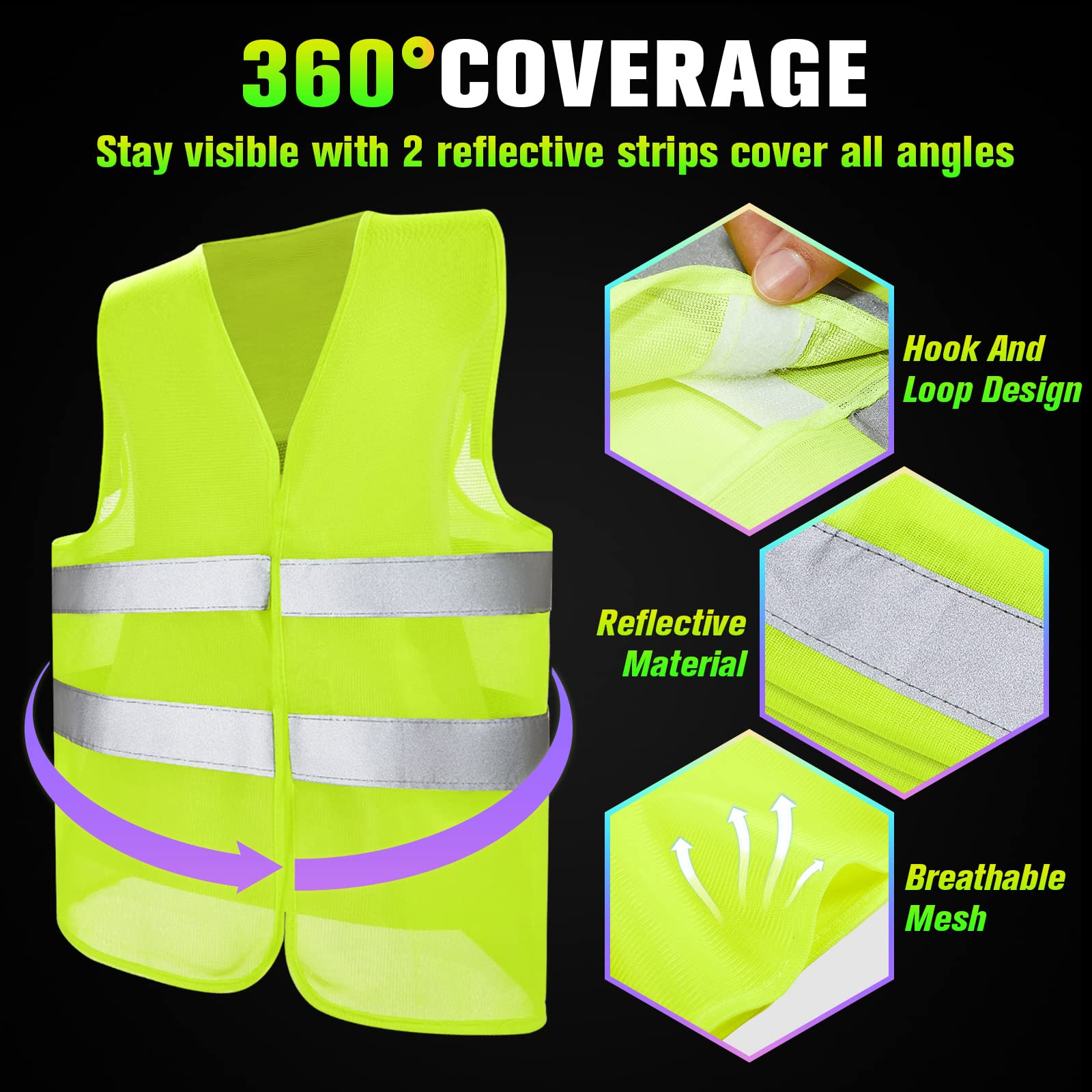 JaGely 40 Pack High Visibility Safety Vest Bulk Reflective Mesh Security Vest for Men Women Work Cycling Runner Neon