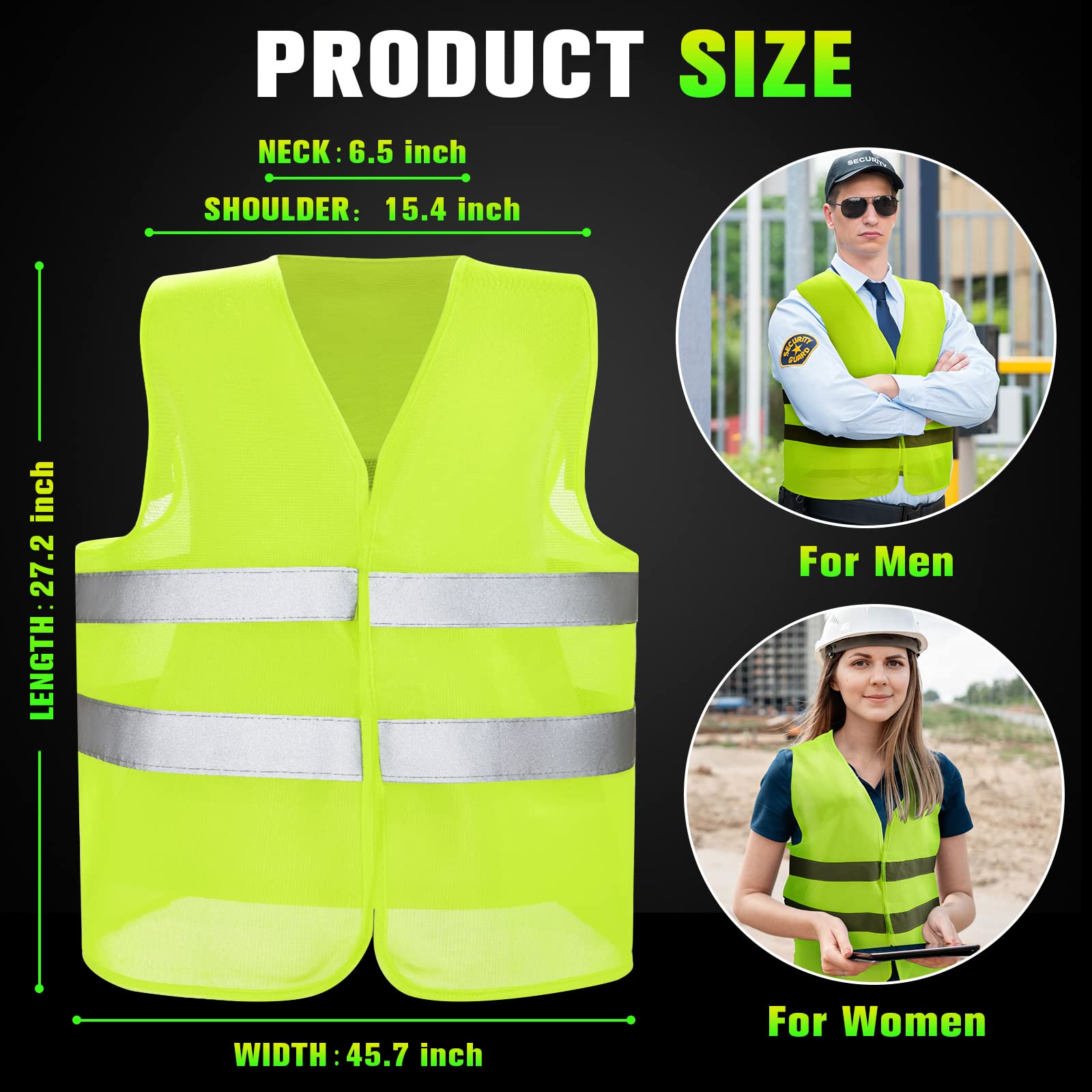 JaGely 40 Pack High Visibility Safety Vest Bulk Reflective Mesh Security Vest for Men Women Work Cycling Runner Neon