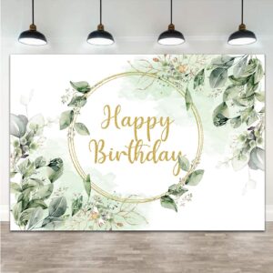 Greenery Succulent and Eucalyptus Leaves Photography Backdrop 72.8x43.3 in Bloom Eucalyptus Leaves Photo Background for Happy Birthday Party Decoration Supplies