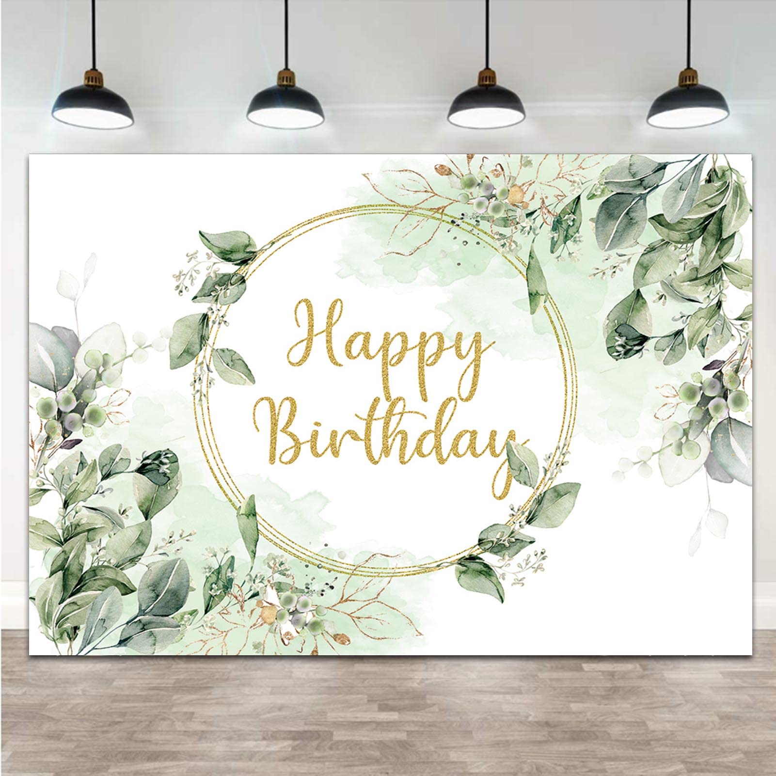 Greenery Succulent and Eucalyptus Leaves Photography Backdrop 72.8x43.3 in Bloom Eucalyptus Leaves Photo Background for Happy Birthday Party Decoration Supplies