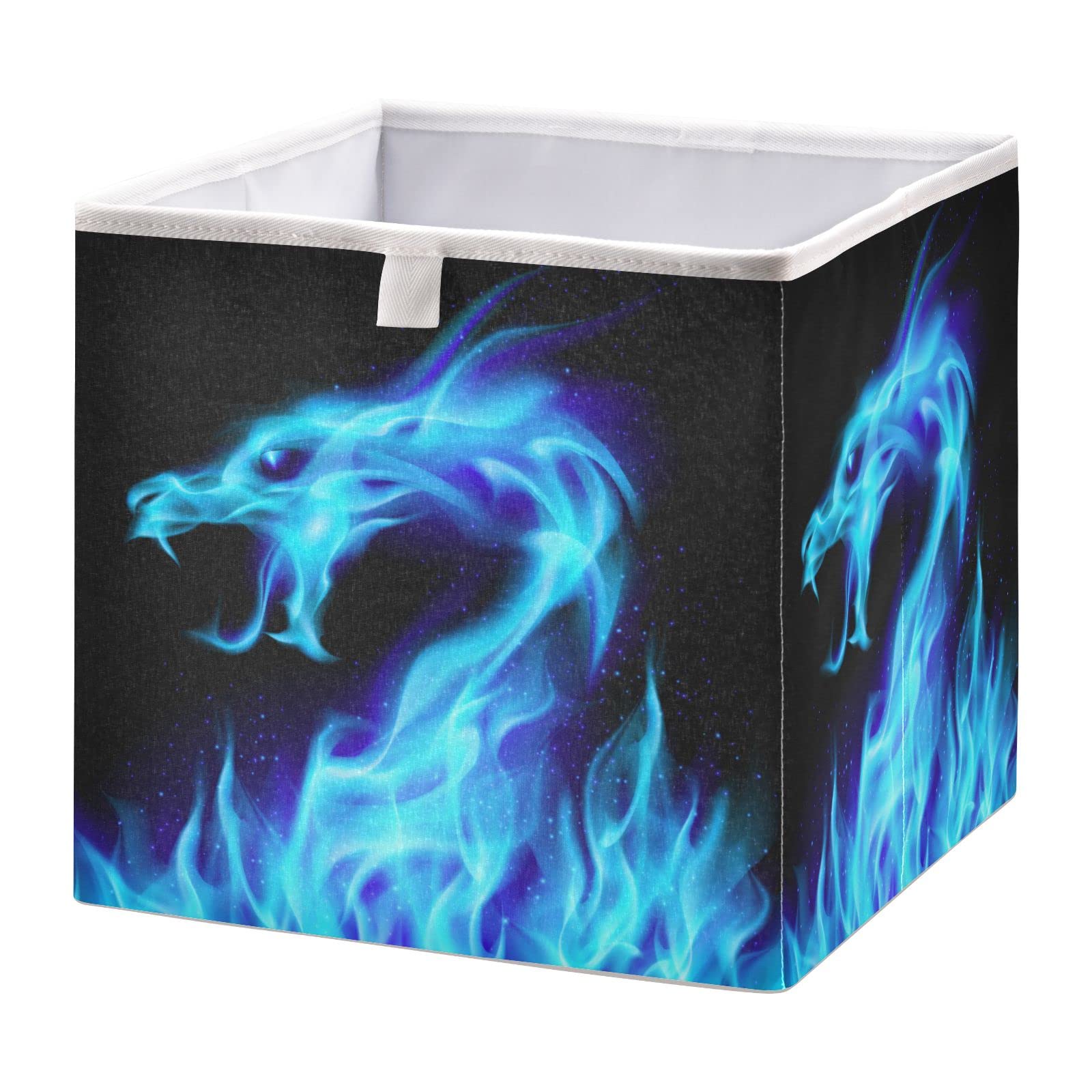 Kigai Cube Storage Bin Blue Dragon Fire Foldable Storage Basket Toy Storage Box for Home Organizing Shelf Closet Bins, 11 x 11 x 11-Inch