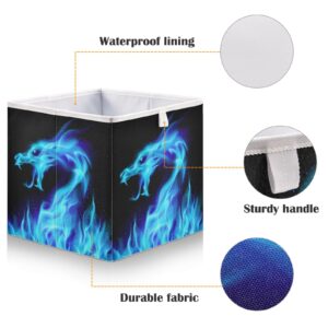 Kigai Cube Storage Bin Blue Dragon Fire Foldable Storage Basket Toy Storage Box for Home Organizing Shelf Closet Bins, 11 x 11 x 11-Inch