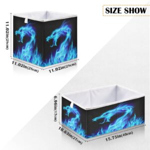 Kigai Cube Storage Bin Blue Dragon Fire Foldable Storage Basket Toy Storage Box for Home Organizing Shelf Closet Bins, 11 x 11 x 11-Inch