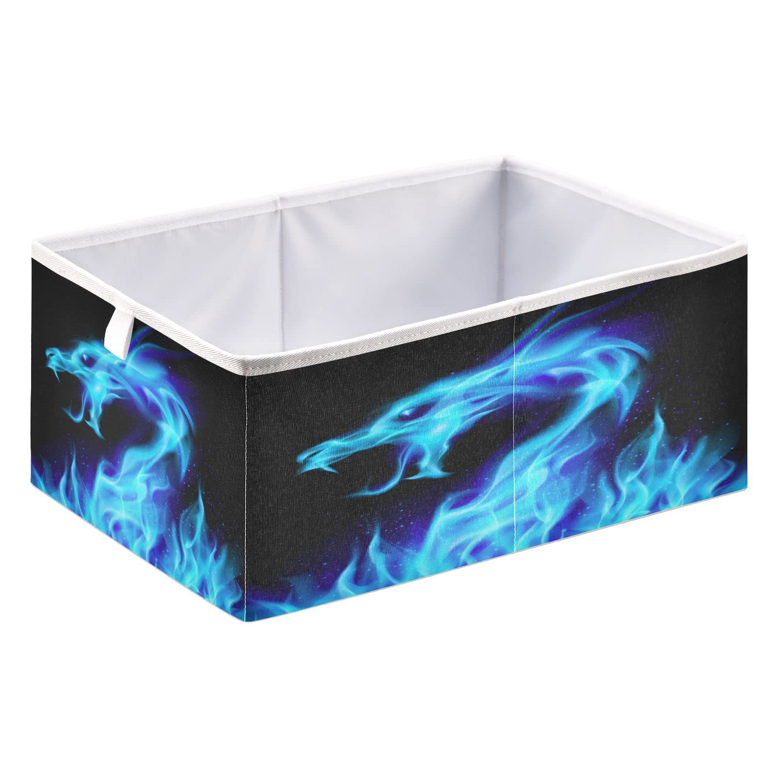 Kigai Cube Storage Bin Blue Dragon Fire Foldable Storage Basket Toy Storage Box for Home Organizing Shelf Closet Bins, 11 x 11 x 11-Inch