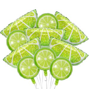 10pcs fruit lime balloons large fruit green lemon foil round lemon mylar balloons for summer thanksgiving harvest fall autumn fruit theme party decorations supplies