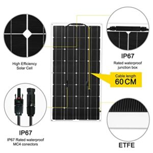 Flexible Monocrystalline Solar Panel Can Charge 12V Battery for Car/Boat/ Home Waterproof Solar Panel (18V 100W 3pc)