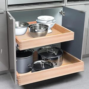 Mulush Pull Out Cabinet Organizer, Soft Close Slide Out Wood Drawer Storage Shelves for Kitchen, 11”W x 21”D, Requires At Least 12.5” Cabinet Opening, Finished