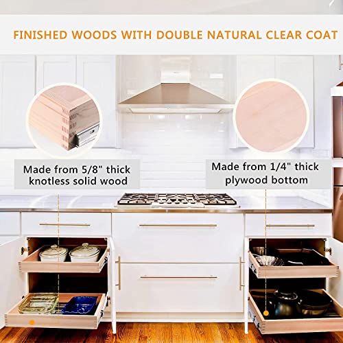 Mulush Pull Out Cabinet Organizer, Soft Close Slide Out Wood Drawer Storage Shelves for Kitchen, 11”W x 21”D, Requires At Least 12.5” Cabinet Opening, Finished