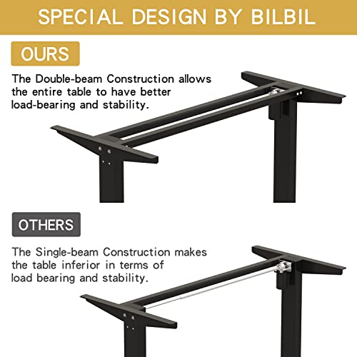 Jceet Adjustable Height L-Shaped 59 Inch Electric Standing Desk - Sit Stand Computer Desk with 3 Splice Board, Lockable Casters, Stand Up Desk Table for Home Office, Black Frame and Rustic Brown Top