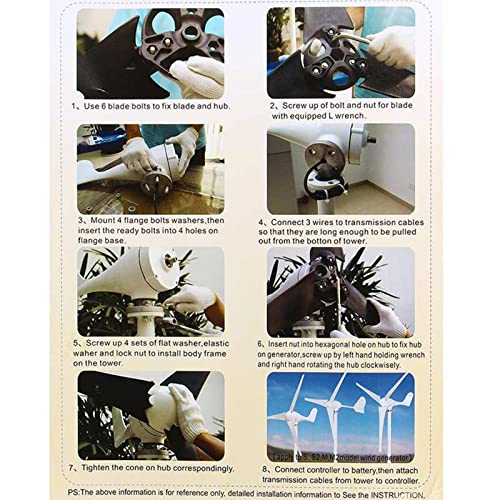 QAZNHODDS Wind Turbine Generator kit, 6000W 6 Blade Wind Industrial Machinery Equipment with Wind Boosting Controller for Terrace, Marine, Motorhome, Chalet, Boat,2,48V