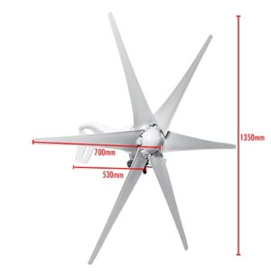 QAZNHODDS Wind Turbine Generator kit, 6000W 6 Blade Wind Industrial Machinery Equipment with Wind Boosting Controller for Terrace, Marine, Motorhome, Chalet, Boat,2,48V