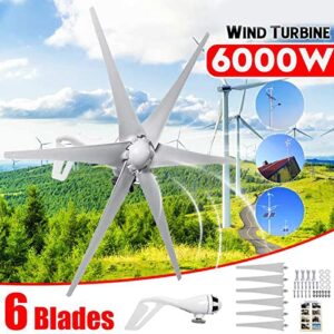 QAZNHODDS Wind Turbine Generator kit, 6000W 6 Blade Wind Industrial Machinery Equipment with Wind Boosting Controller for Terrace, Marine, Motorhome, Chalet, Boat,2,48V