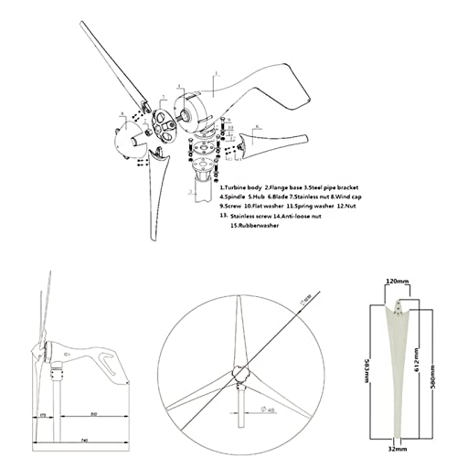 QAZNHODDS 4000W Wind Turbine Generator kit 24v Wind Industrial Machinery Equipment with Wind Boosting Controller 5 Blades Horizontal Axis Permanent Magnet Generator for Home Street,Three Blade,12v