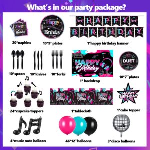 Music Birthday Party Supplies, Disco Party Decorations, Music Theme Party Set Include Disco And Music Note Balloons, Banners, Backdrop, Napkins, Plates, Tableware For Kids, Baby