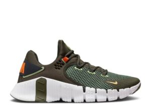 nike free metcon 4"cargo khaki/safety orange/white/sequoia unisex training shoe size 9