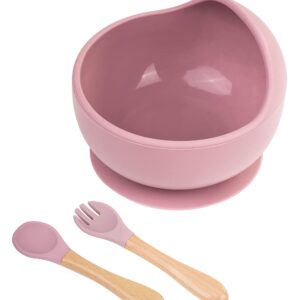 3 Pcs Baby Utensils for Self-Feeding, Silicone Bowls for Baby, Baby Spoons and Baby Forks, Suction Cup Bowls for Babies, and Kids Utensils for Over 6 Months