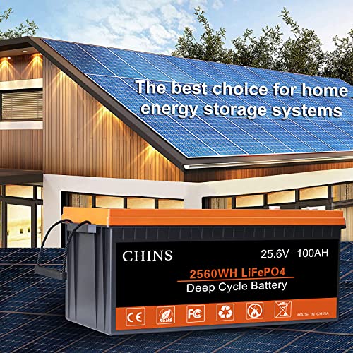 CHINS LiFePO4 Battery 24V 100AH - Built-in 100BMS Lithium Battery, 2000-4000 Cycles, Perfect for Home Energy Storage, Off-Grid