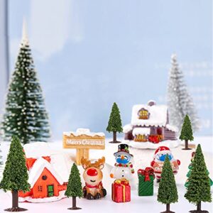 alblinsy 10pcs Green Scenery Landscape Model Cedar Trees Train Scenery Landscape Pine Miniature Diorama Trees Mixed Model for Road Architecture Building DIY Decoration