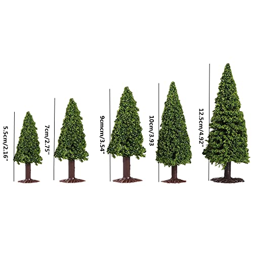 alblinsy 10pcs Green Scenery Landscape Model Cedar Trees Train Scenery Landscape Pine Miniature Diorama Trees Mixed Model for Road Architecture Building DIY Decoration