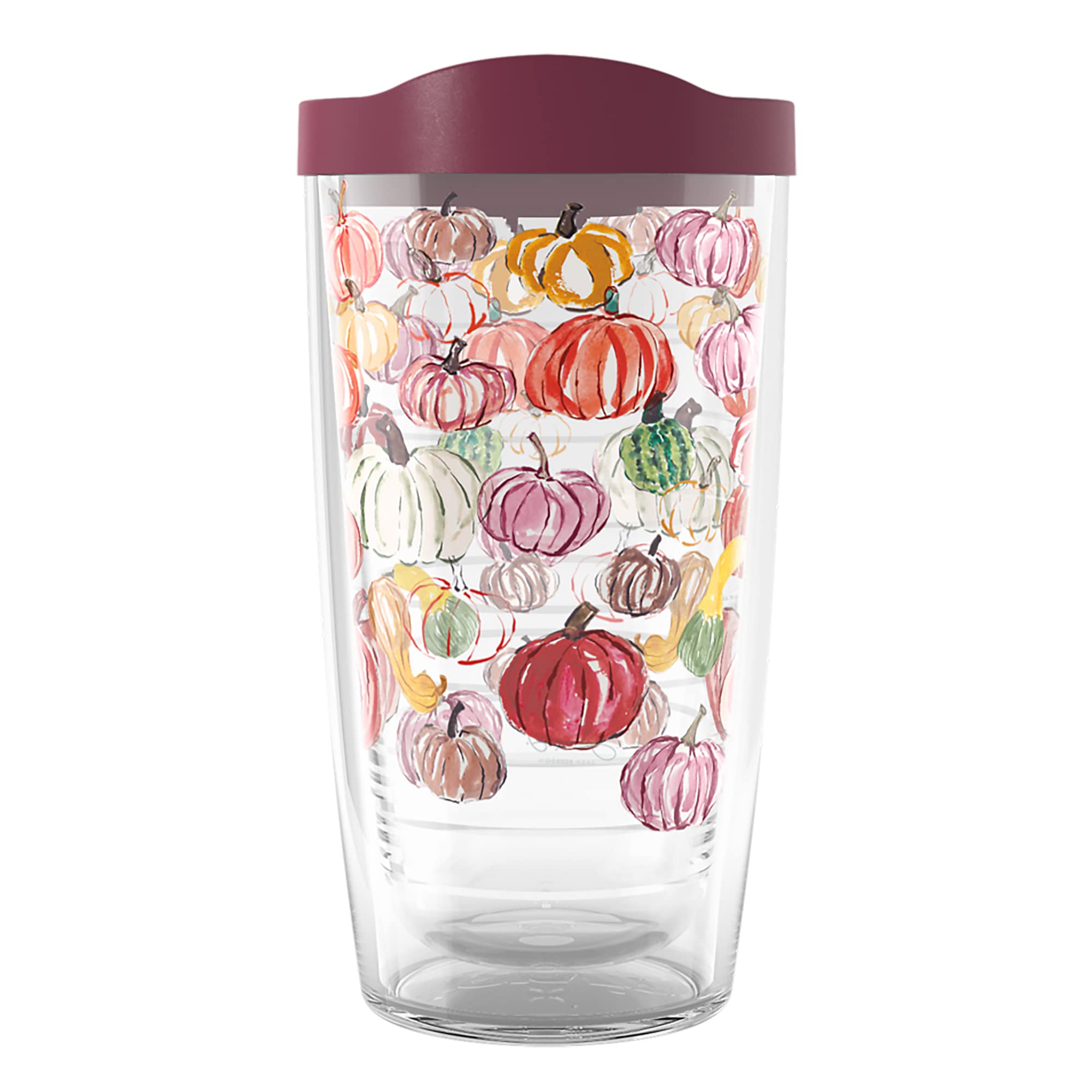 Tervis Sara Berrenson Fall Pumpkin Pattern Made in USA Double Walled Insulated Tumbler Cup Keeps Drinks Cold & Hot, 16oz, Classic