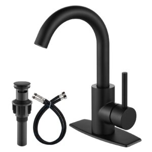 airuida matte black bar sink faucet single hole single handle bathroom sink faucet kitchen small prep wet farmhouse rv lavatory vanity mixer tap 360 degree swivel spout with pop up drain