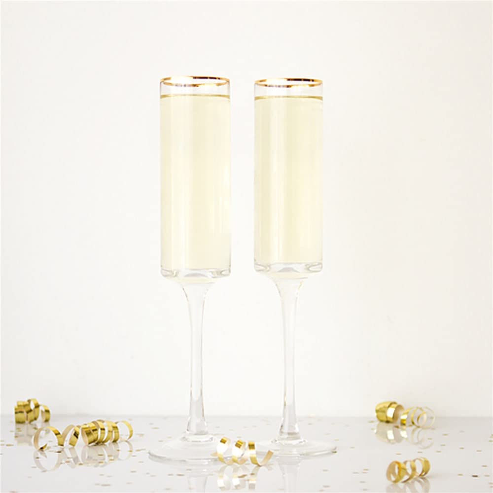 Gold Rim Champagne Toasting Flutes, 8oz. Champagne Glasses, Set of 2, Wedding Gifts for the Couple, Wedding Reception/Head Table