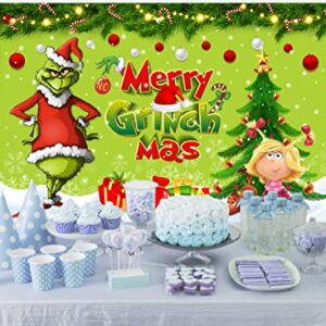 Merry Christmas Party Decorations, 5x3 Ft Christmas Backdrop for Kid Party Supplies Happy Birthday Banner Cartoon Theme Party Decorations Photography Background