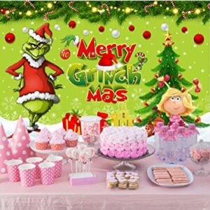 Merry Christmas Party Decorations, 5x3 Ft Christmas Backdrop for Kid Party Supplies Happy Birthday Banner Cartoon Theme Party Decorations Photography Background