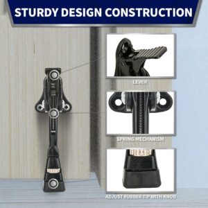 HOME&I Easy Pedal Kick Down Door Stop Stopper Easy Step Door Kick Doorstop,Premium Quality,Height-Adjustable Rubber Foot,4 Inch (4 inch-Black)