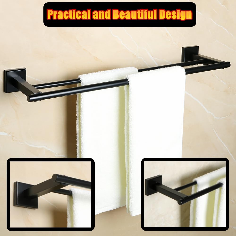 Alise Double Bath Towel Bars,Towel Hanger Towel Racks for Bathroom Lavatory,Wall Mount Towel Holder SUS304 Stainless Steel Towel Rails,Brushed Nickel,GKL7902-LS,24 Inch