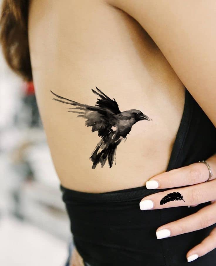 Dopetattoo 6 Sheets Dopetattoo Temporary Tattoos Raven Tattoo Crow Tattoo Temporary Tattoo Fake Neck Tattoo Fake Crow Tattoo Fake Hand Tattoos Black Raven Tattoo Arm Chest for Women Men Adults