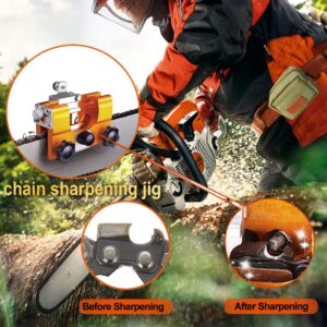 Chainsaw Chain Sharpening Jig, Chainsaw Sharpener Kit with Carrying Bag & Cleaning Brush, Hand-Crank Fast Chainsaw Sharpener Tool for 4"-22" Chain Saws & Electric Saws, DIY Lumberjack, Garden Worker