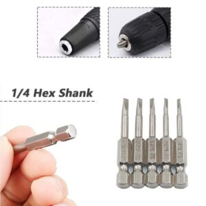 Fixinus 5 Pieces Magnetic Triangle Screwdriver Bits Set, 1/4 Inch Hex 1.8/2.0/2.3/2.7/3.0 Triangle Screwdriver Bits S2 Steel Triangle Drill, 50 mm Length