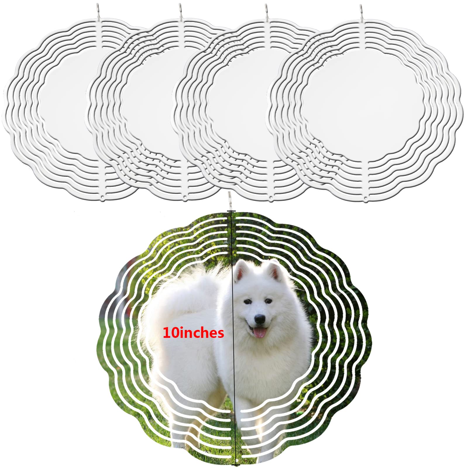 5 pcs 10 inch Sublimation Wind Spinner Blanks Round Sublimation Blanks Products Stainless Steel Metal Indoor Outdoor Garden Decoration for Heat Press Transfer Sublimation Blank Gift