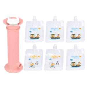 7pcs set baby food pouch maker reusable pure color pouches toddler fruit squeeze puree filler for kids pink