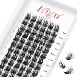 lash clusters diy eyelash extensions 72 pcs d curl 8-16mm cluster eyelash extensions thin stem cluster lashes individual lashes cluster lashes wisps reusable for self-application (h-02 d curl 8-16mm)