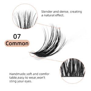 Lash Clusters DIY Eyelash Extensions 72 Pcs D Curl 8-16mm Cluster Eyelash Extensions Thin Stem Cluster Lashes Individual Lashes Cluster Lashes Wisps Reusable for Self-application (H-02 D Curl 8-16mm)