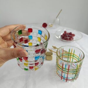 RYUHYF Hand painted glass,water glass,tea cup,juice cup,wine cup,beer glass set 1 pieces(Painted striped cup)