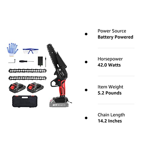 Mini Chainsaw 6 Inch Cordless, 21V Small Battery Powered Chainsaw Kit, Portable Handheld Electric Chain Saw Pruning Shears for Wood Cutting, Tree Trimming