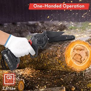 Mini Chainsaw 6 Inch Cordless, 21V Small Battery Powered Chainsaw Kit, Portable Handheld Electric Chain Saw Pruning Shears for Wood Cutting, Tree Trimming