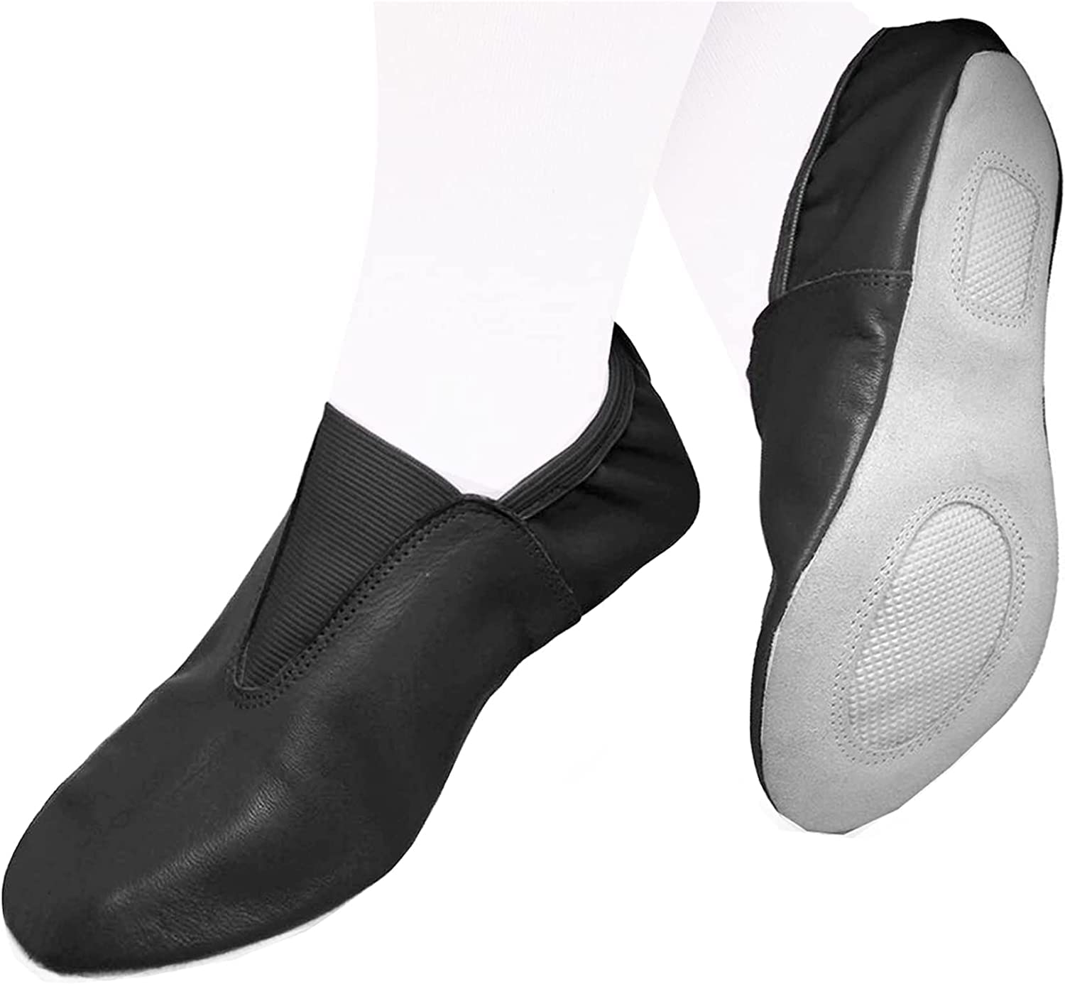 Adult Gymnastic Shoes - Trampoline Shoes Gymnastics - Tumbling Shoes - Agility Gym Shoes Goat Leather Slip-on Rubber Sole (Numeric_7) Black