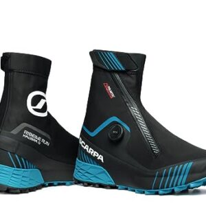 SCARPA Ribelle Run Kalibra G Water-Resistant Trail Shoes with Gaiter for Trail Running and Hiking - Black/Azure - 9-9.5 Women/8-8.5 Men