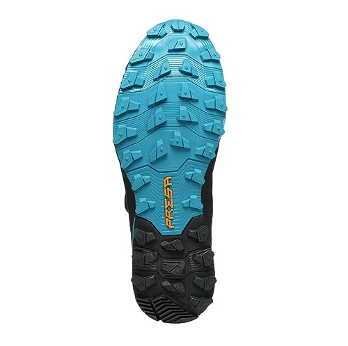 SCARPA Ribelle Run Kalibra G Water-Resistant Trail Shoes with Gaiter for Trail Running and Hiking - Black/Azure - 9-9.5 Women/8-8.5 Men