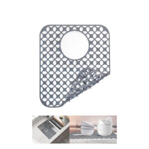 sink protectors for kitchen sink, sciture sink mats for kitchen stainless/ceramic sinks, folding non-slip kitchen sink mat, heat resistant silicone sink mat (1 pcs, grey, 13.58 ''x 11.6 '')