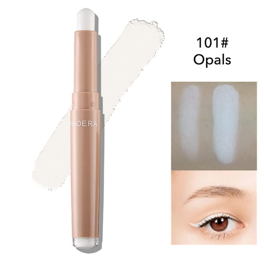 Go Ho Matte White Eyeshadow Stick,White Opals Eye Shadow Makeup,Creamy Eyeshadow Pen Crayon,White Highlighter Eye Brightener Stick,Waterproof Eyeshadow Pencil Smooth Easy To Color,101# Opals White