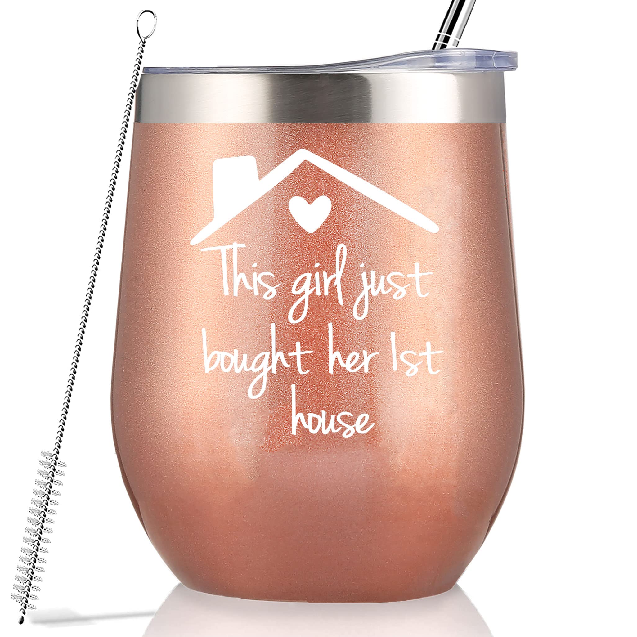 GEANHIL Christmas New Year Gift for New Homeowner-This Girl Just Bought Her 1st House-Housewarming Gift for Daughter Sister Niece Best Friends-Funny New Home Owner Present-12oz Tumbler Coffee Cup Mug