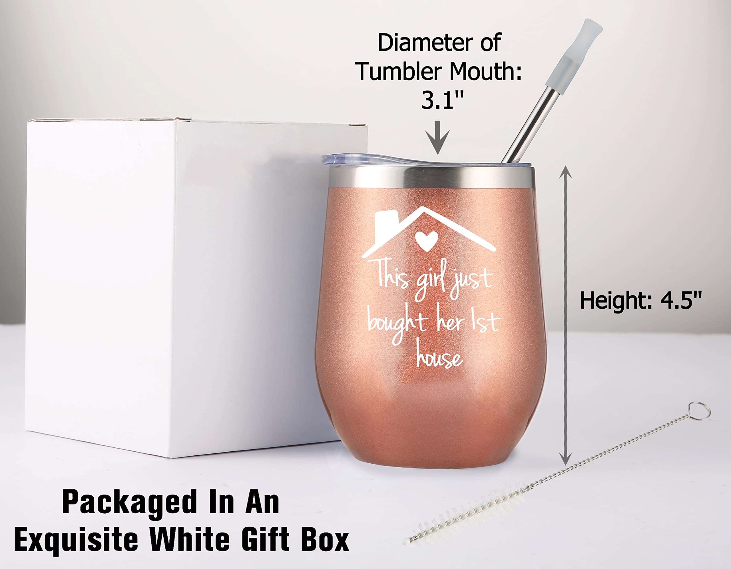 GEANHIL Christmas New Year Gift for New Homeowner-This Girl Just Bought Her 1st House-Housewarming Gift for Daughter Sister Niece Best Friends-Funny New Home Owner Present-12oz Tumbler Coffee Cup Mug