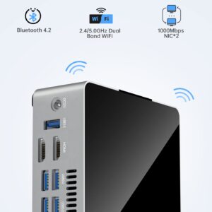 AWOW Mini PC Desktop Computer Intel Celeron J3455 6GB DDR4 128GB SSD/Burst Frequency 2.2 GHz/Dual LAN/ 2.4G+5G Dual Band WiFi/4K /Bluetooth/HDMI/5 USB3.0 Ports Micro PC